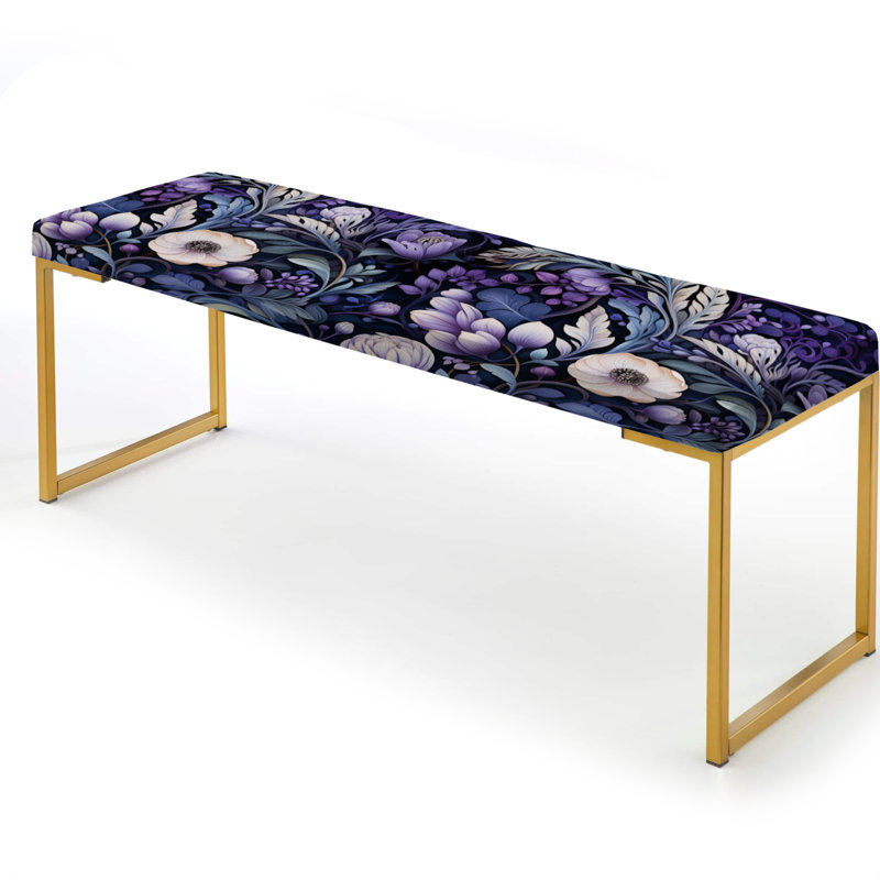 Mercer41 Jaeme - Floral Upholstered Gold Bench | Wayfair